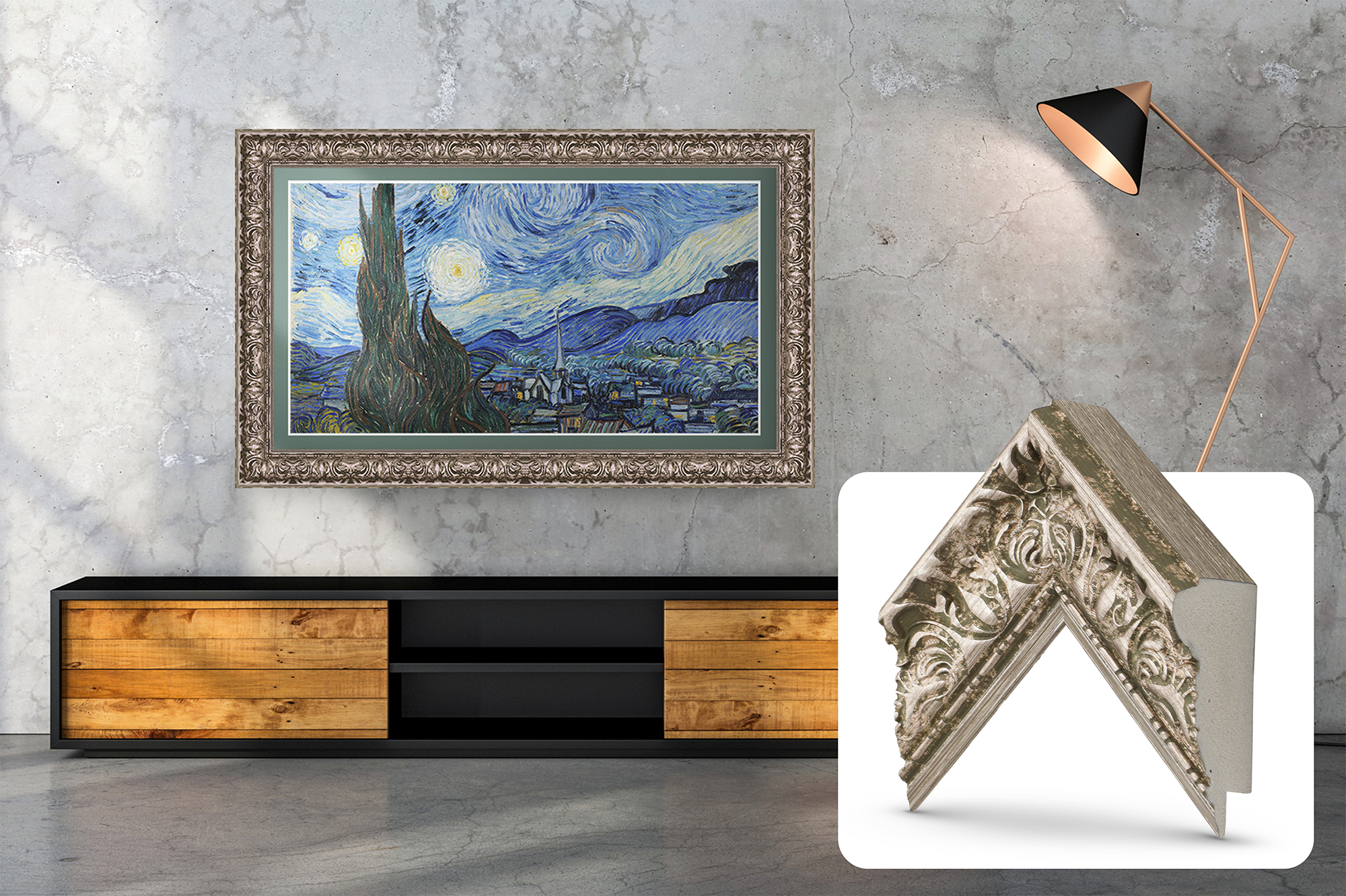 Tuscan Silver Deco Frame | Frame My TV